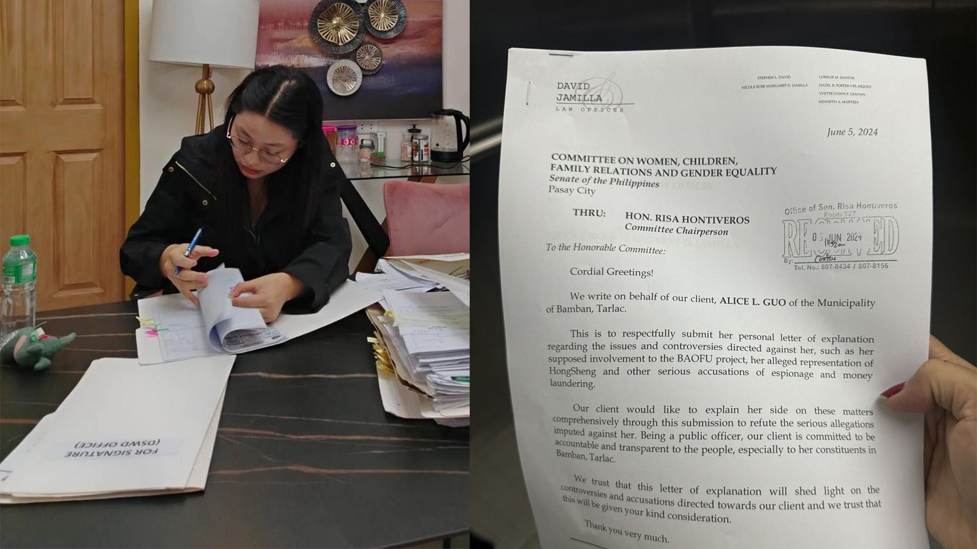 Mayor Alice L. Guo Submits Personal Letter to Senate Committee ...